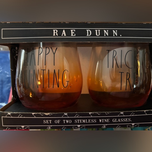 Rae Dunn | Dining | Rae Dunn Halloween Stemless Wine Glass Set Of 2 New ...